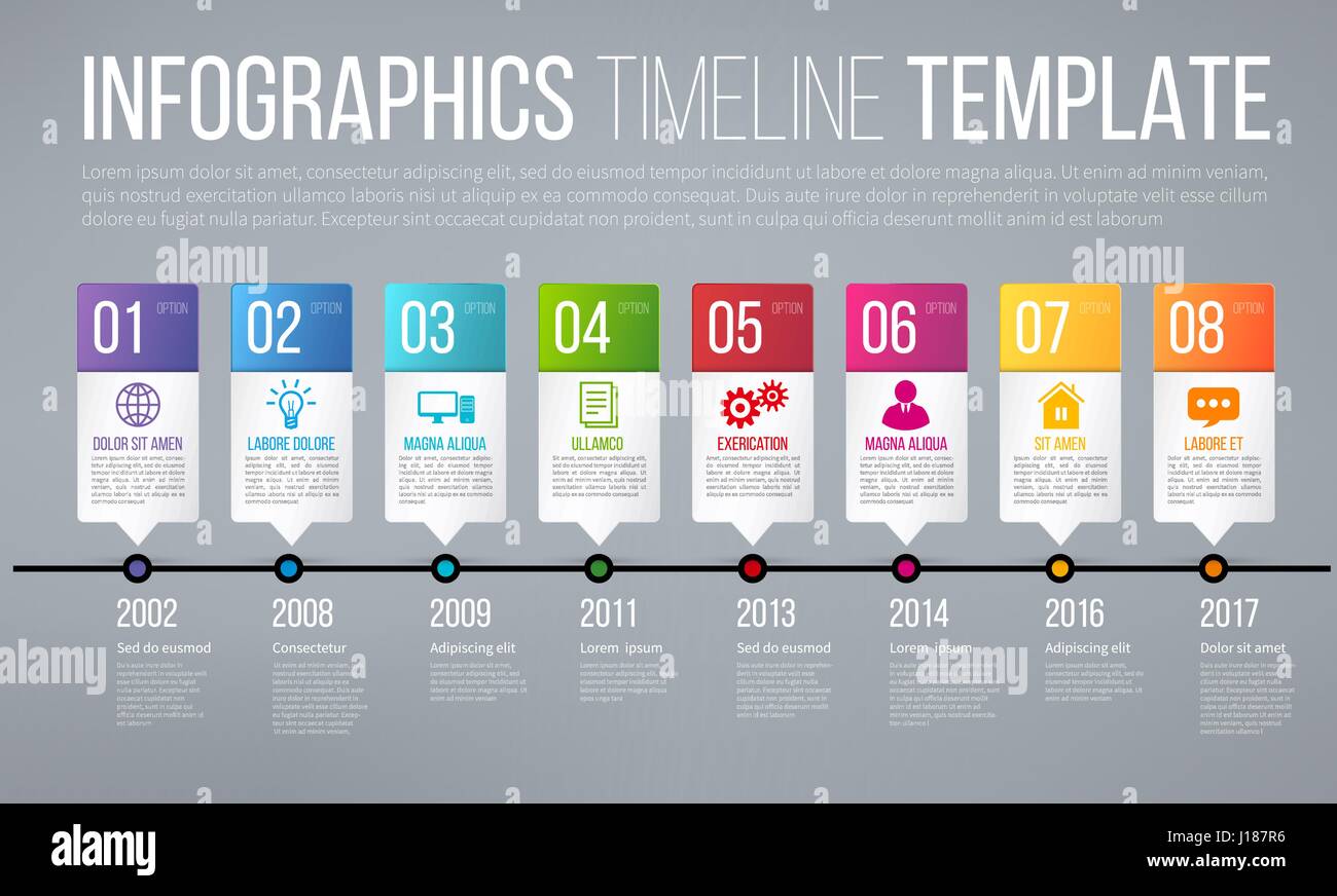 Timeline or options infographics template with 8 steps Stock Vector ...