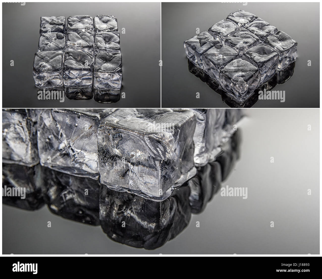 Collage of three ice cubes images Stock Photo - Alamy