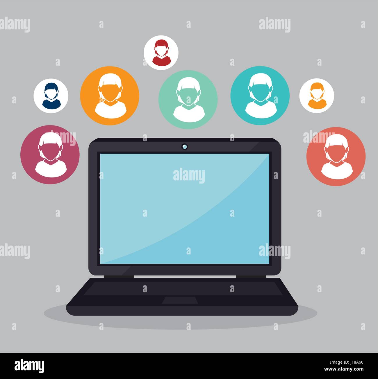 laptop computer with social community device icon Stock Vector Image ...