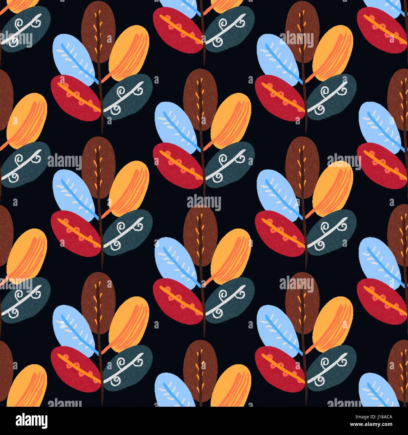 Seamless pattern with abstract trees. Colorful creative repeating ...