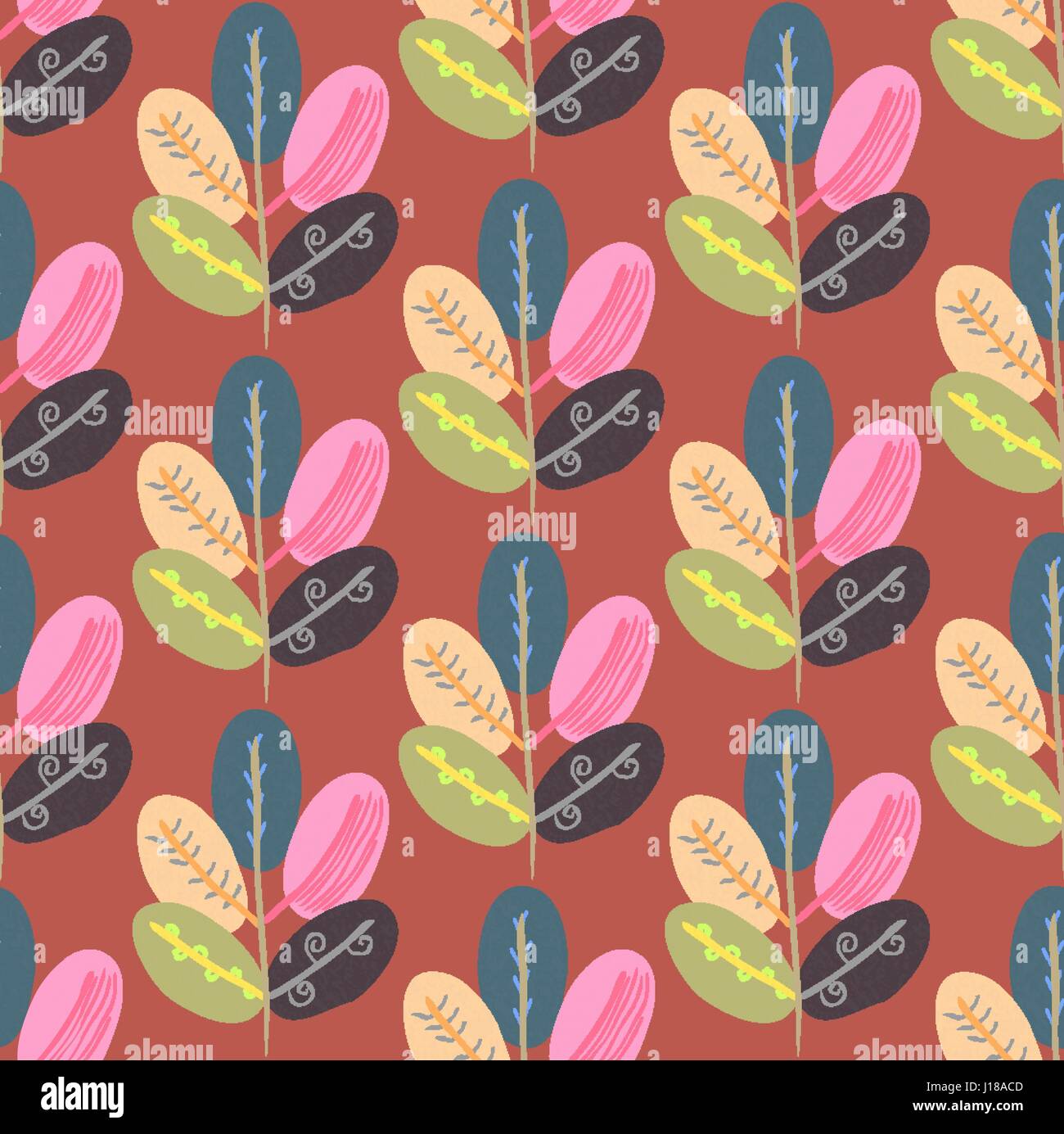 Seamless pattern with abstract trees. Colorful creative repeating ...