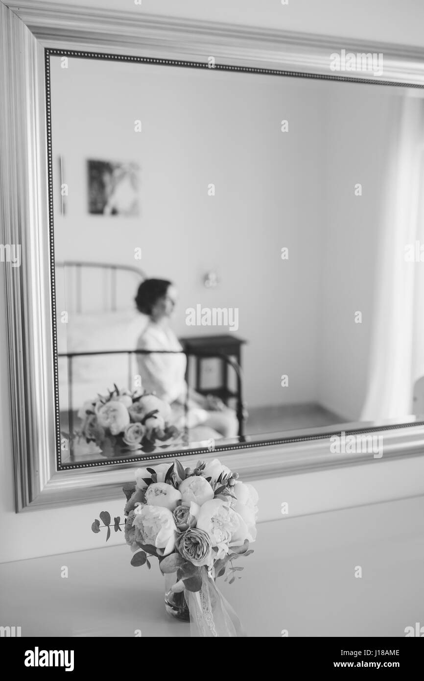 Top view beautiful table Black and White Stock Photos & Images - Alamy