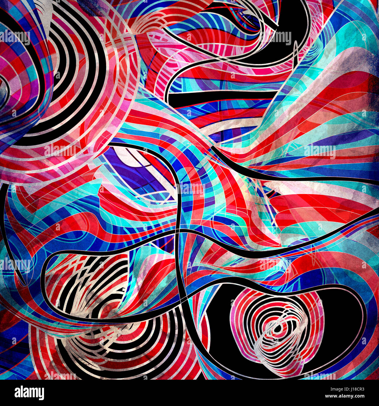 Bright graphics multicolored waves abstraction Stock Photo - Alamy