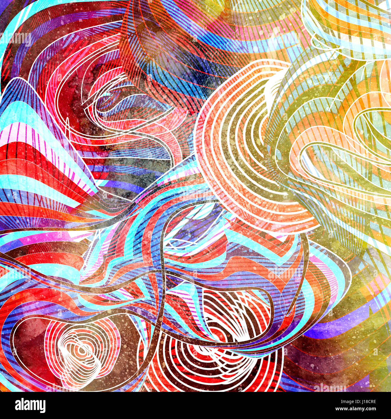 Bright graphics multicolored waves abstraction Stock Photo - Alamy
