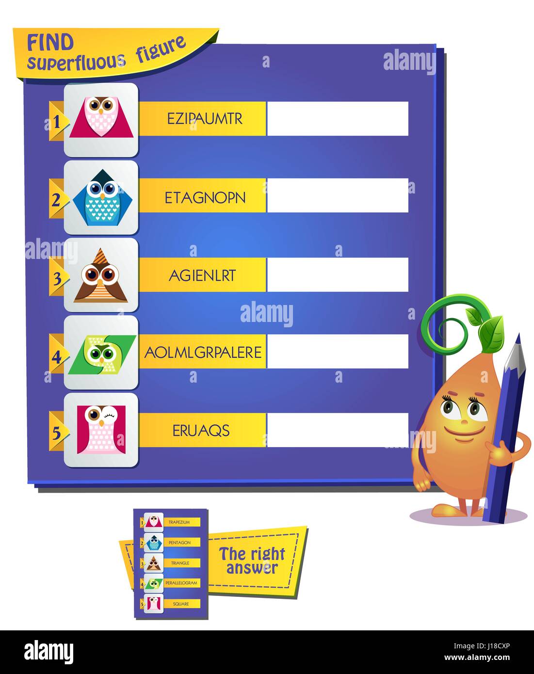 Visual Game for children. Write the words correctly Stock Vector Image ...