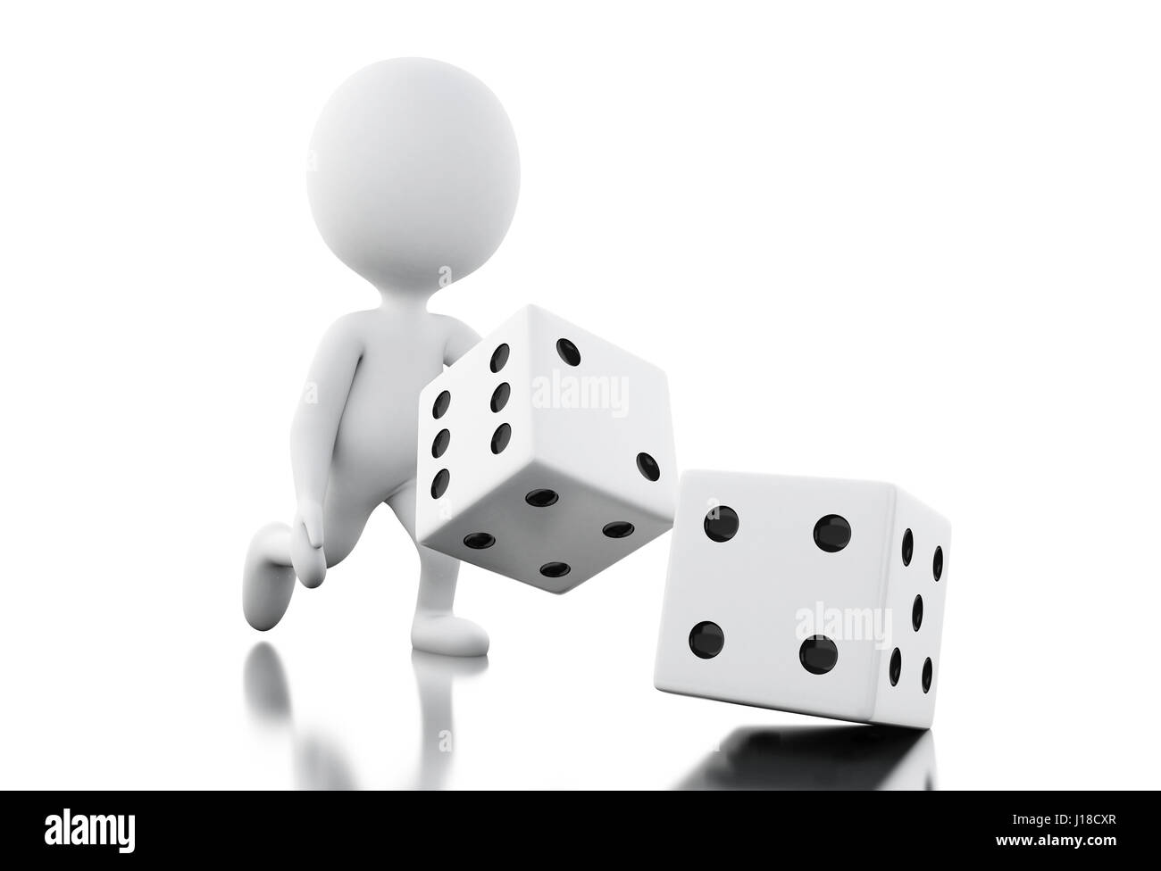 3d illustration. White people throwing dices. Gambling concept ...