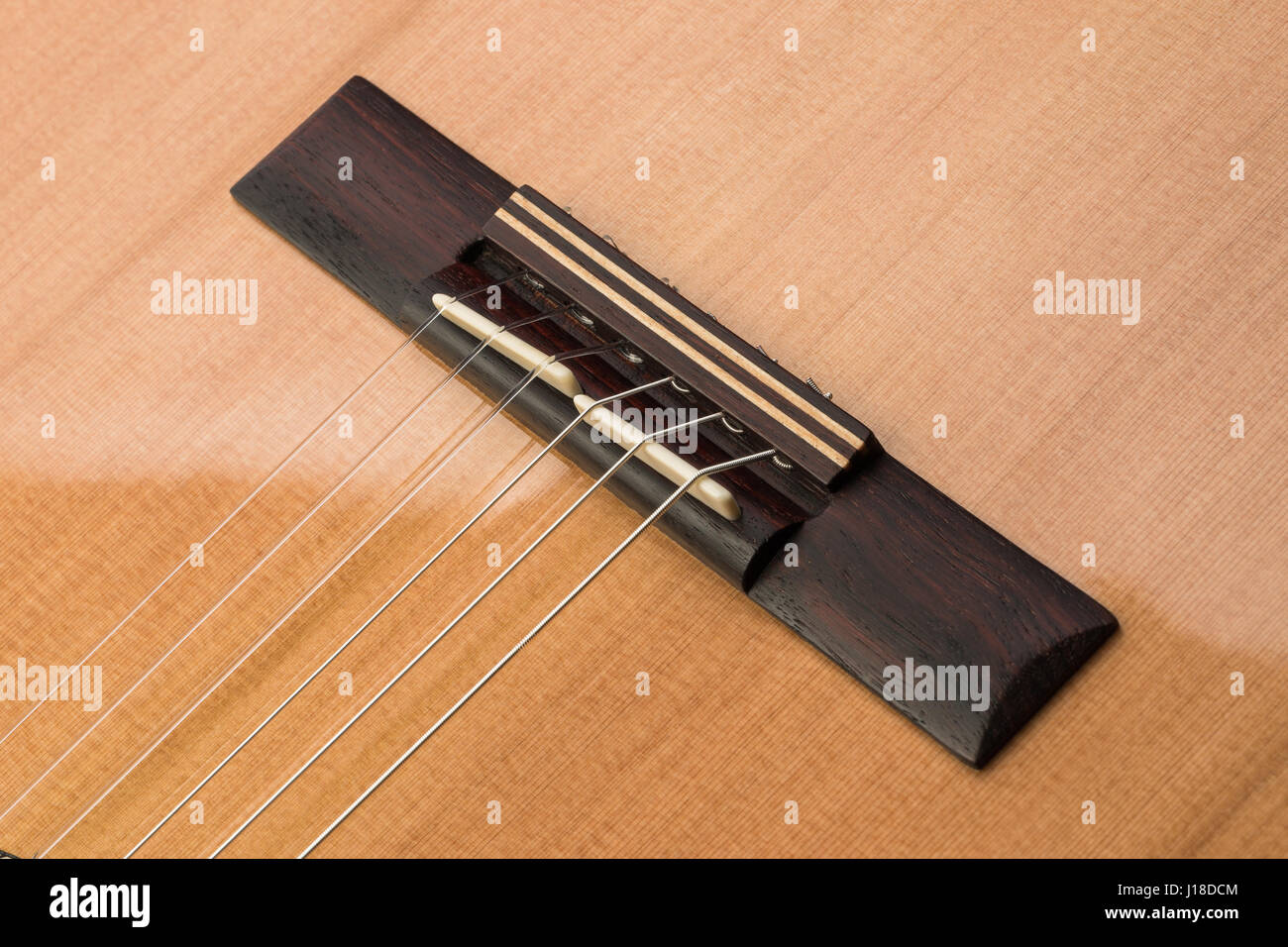 Details of a classic wooden guitar with strings Stock Photo - Alamy