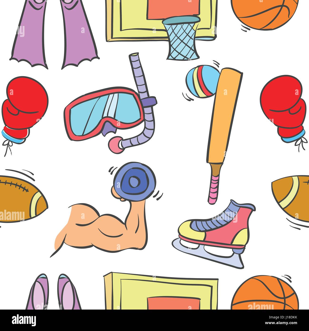 Sport theme doodle hi-res stock photography and images - Alamy