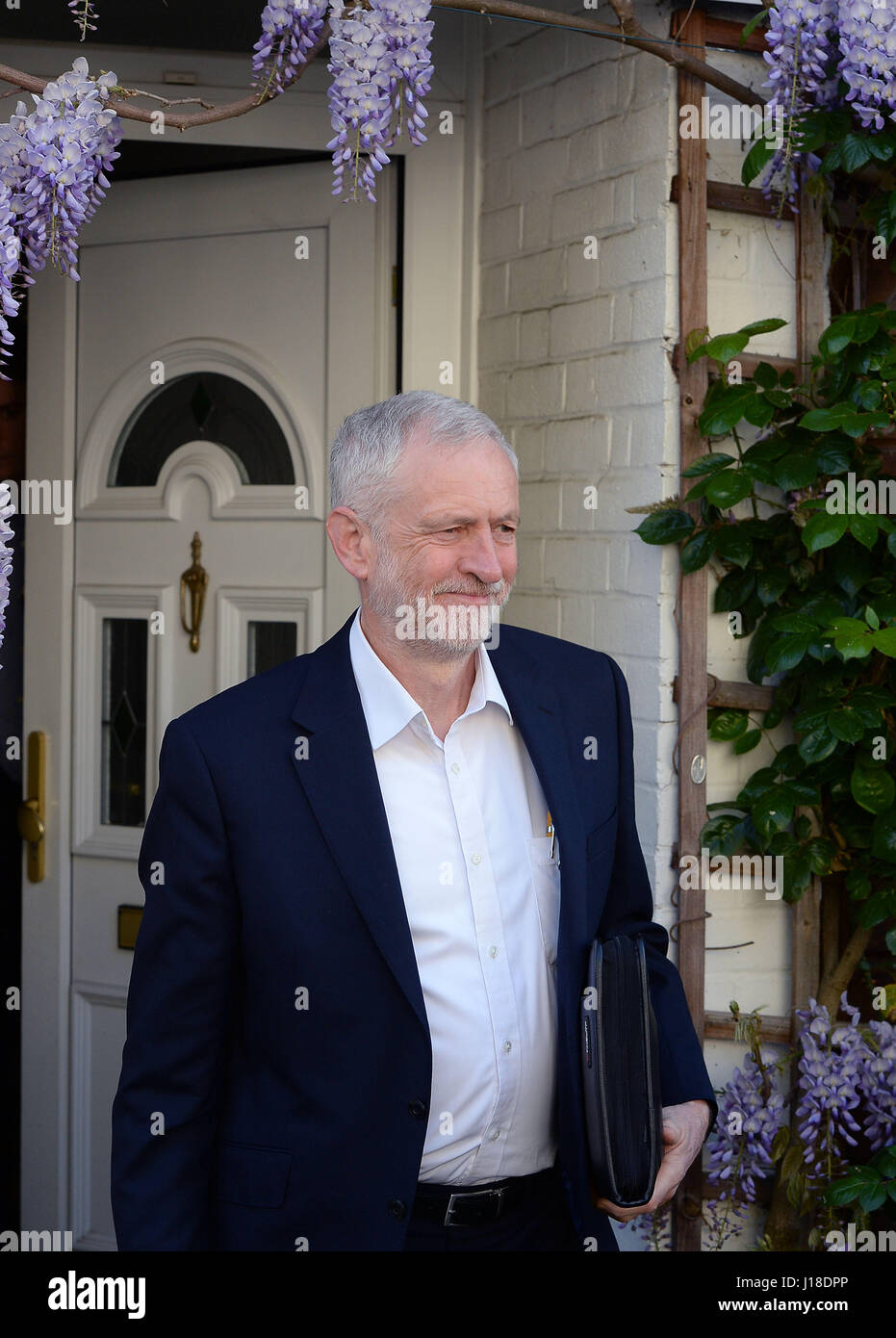 Labour leader Jeremy Corbyn leaves his home in north London, before ...