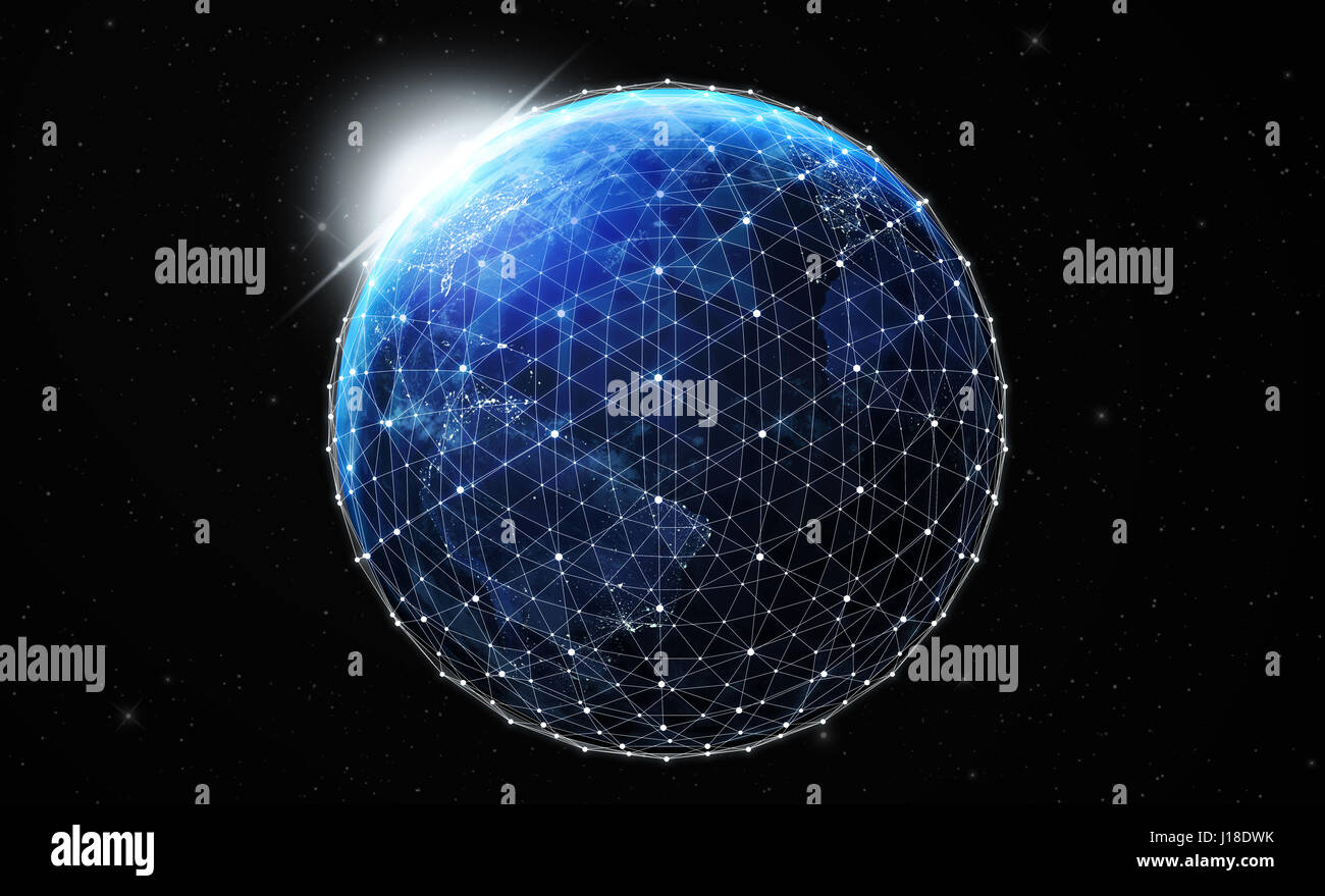 Earth from space at night global communications. Some elements of this ...