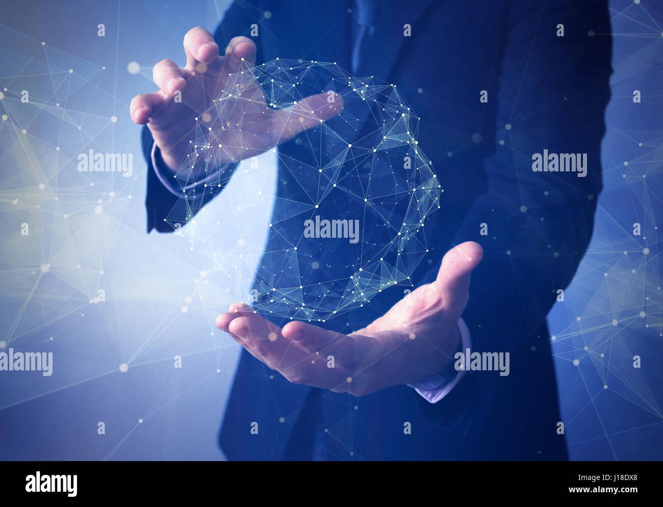 communications technology connection concept: flying spherical ...