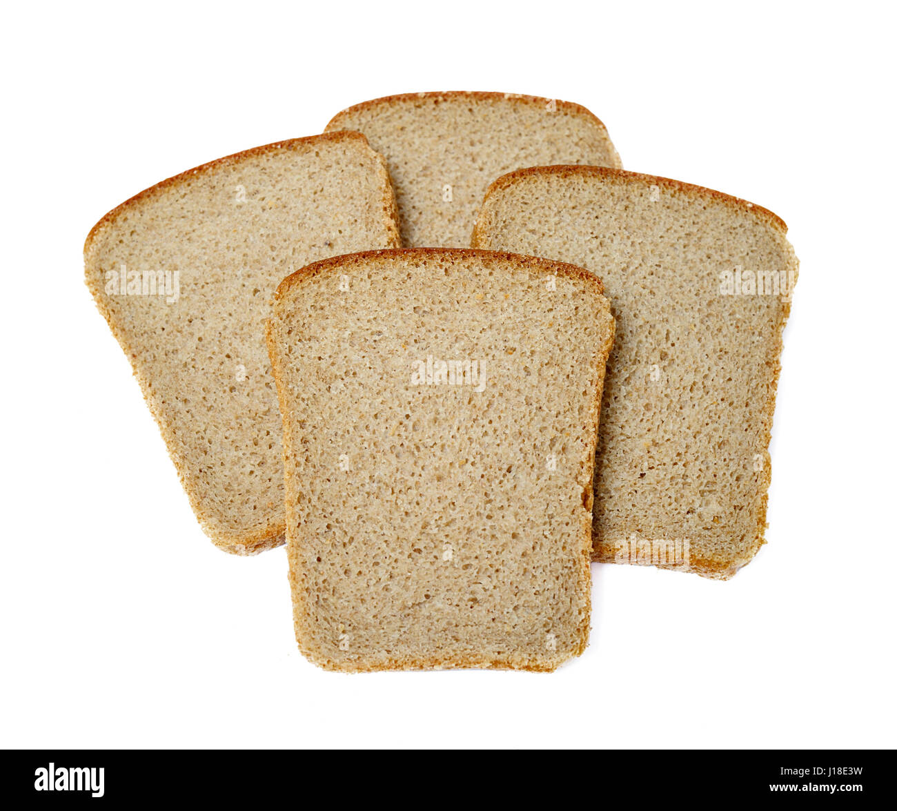 Slices of dark bread isolated over white Stock Photo - Alamy