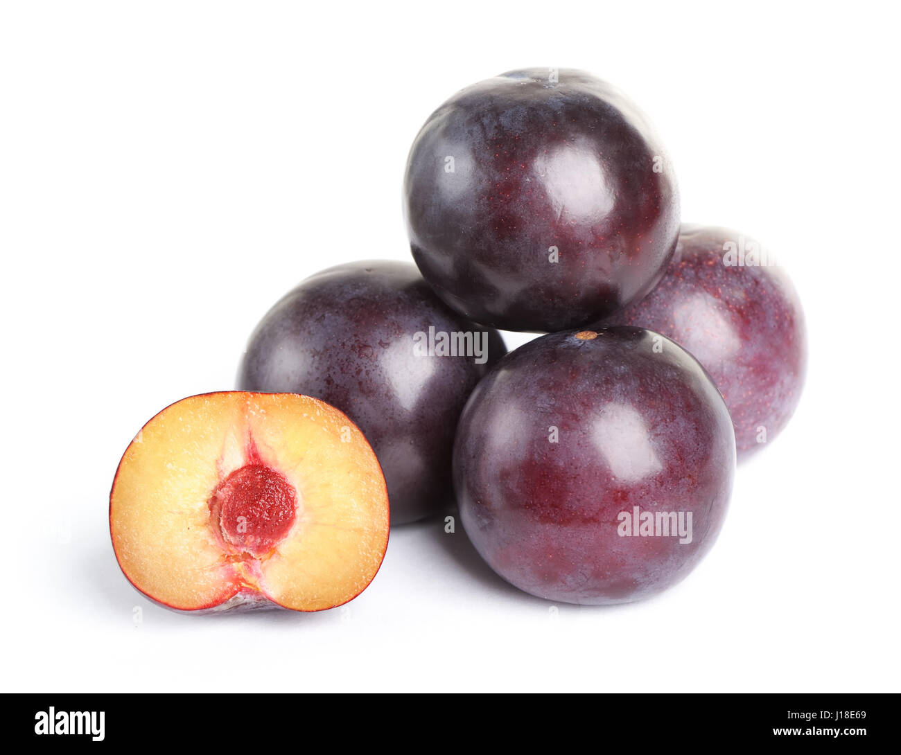 Plum fruit isolated on white background Stock Photo - Alamy