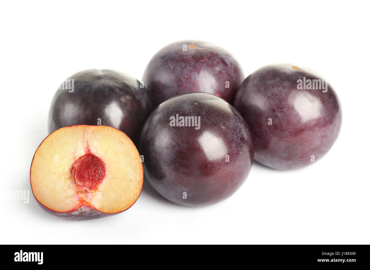 Plum fruit isolated on white background Stock Photo - Alamy