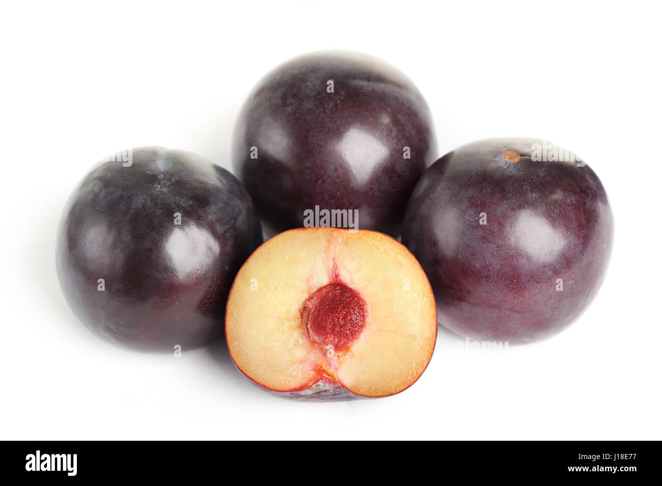 Plum fruit isolated on white background Stock Photo - Alamy