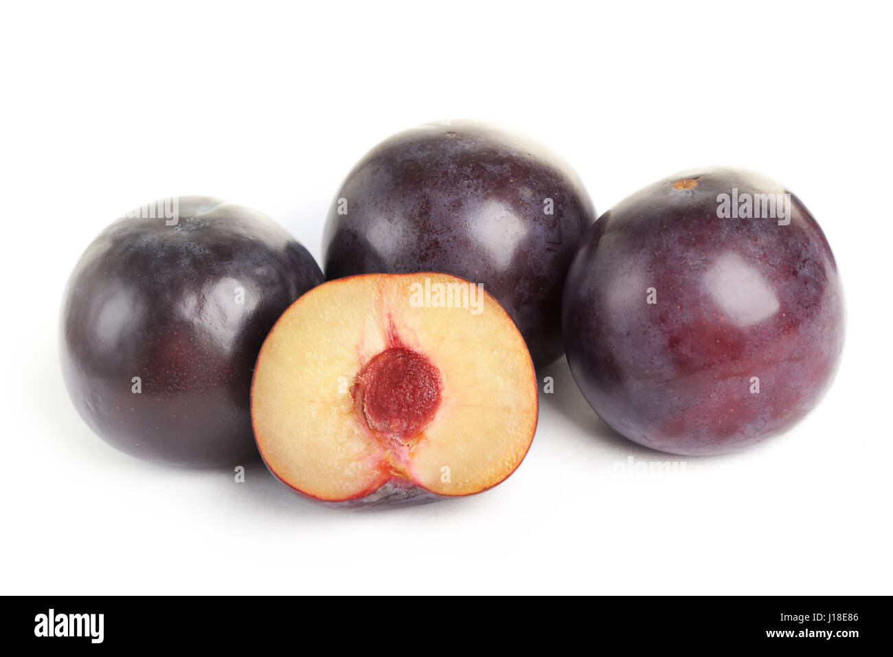 Plum fruit isolated on white background Stock Photo - Alamy