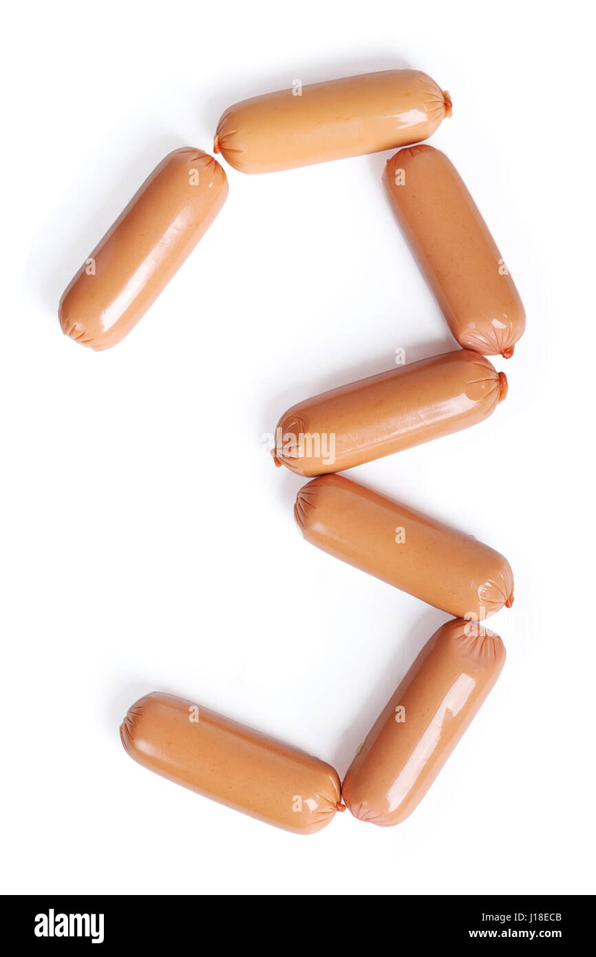 Sausages number isolated on white background Stock Photo - Alamy