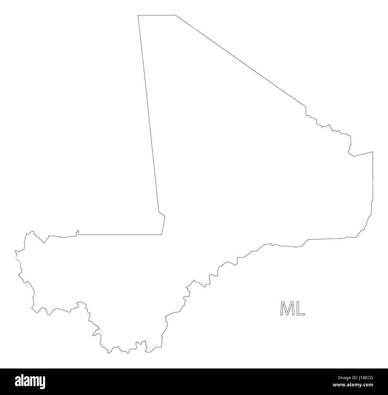 Mali Outline Silhouette Map Illustration Stock Vector Image And Art Alamy