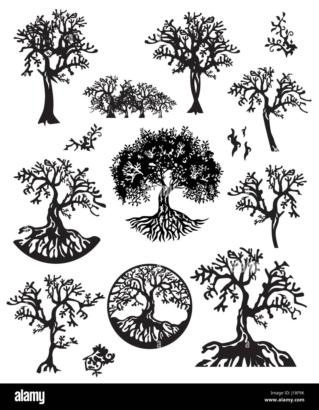 Curly tree silhouette design hi-res stock photography and images - Alamy