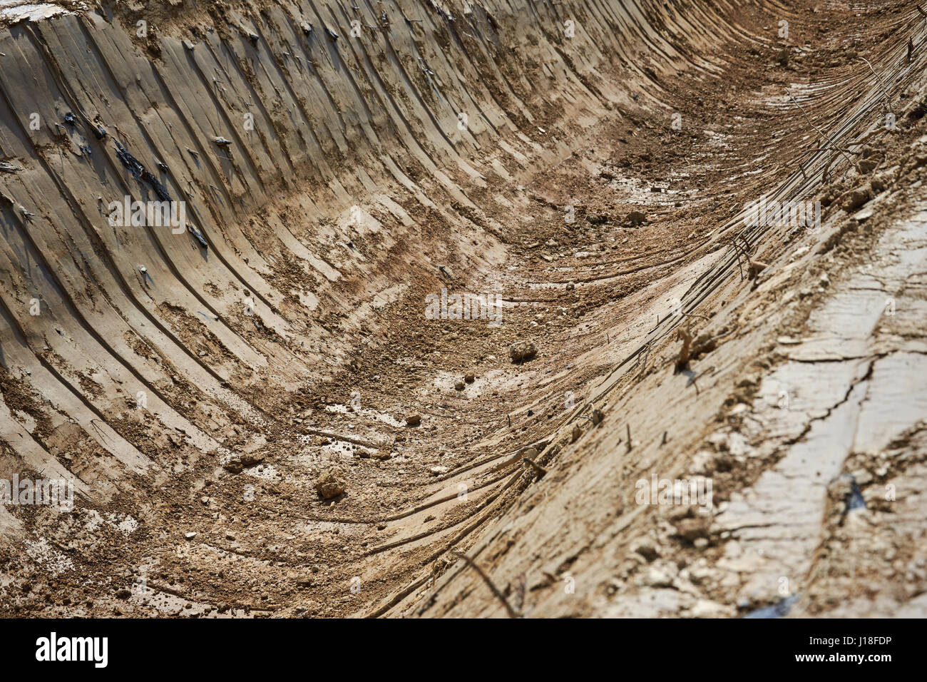 Close up of Earth pattern, vertical lines Close up of dry clay pattern ...