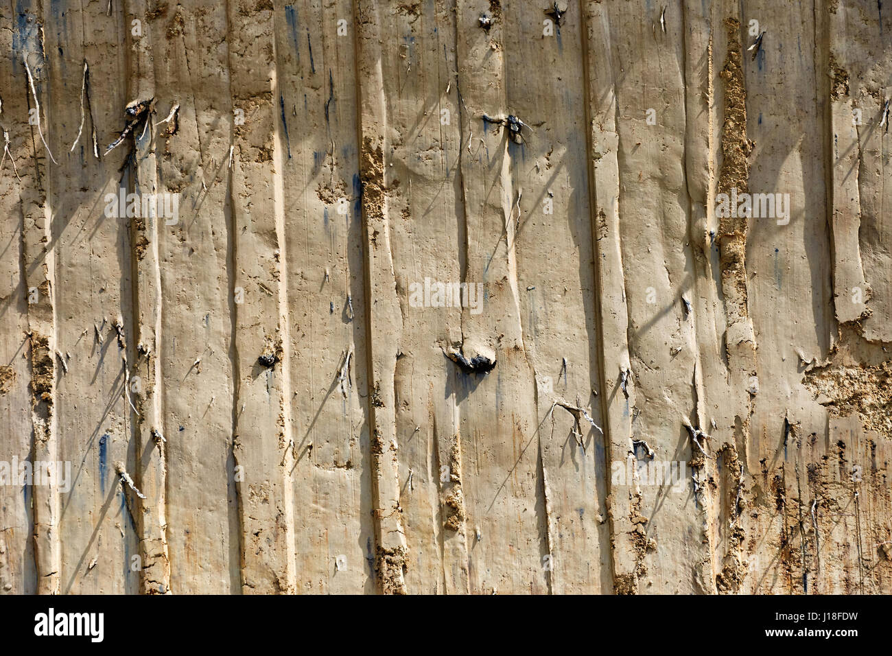 Close up of Earth pattern, vertical lines Close up of dry clay pattern ...