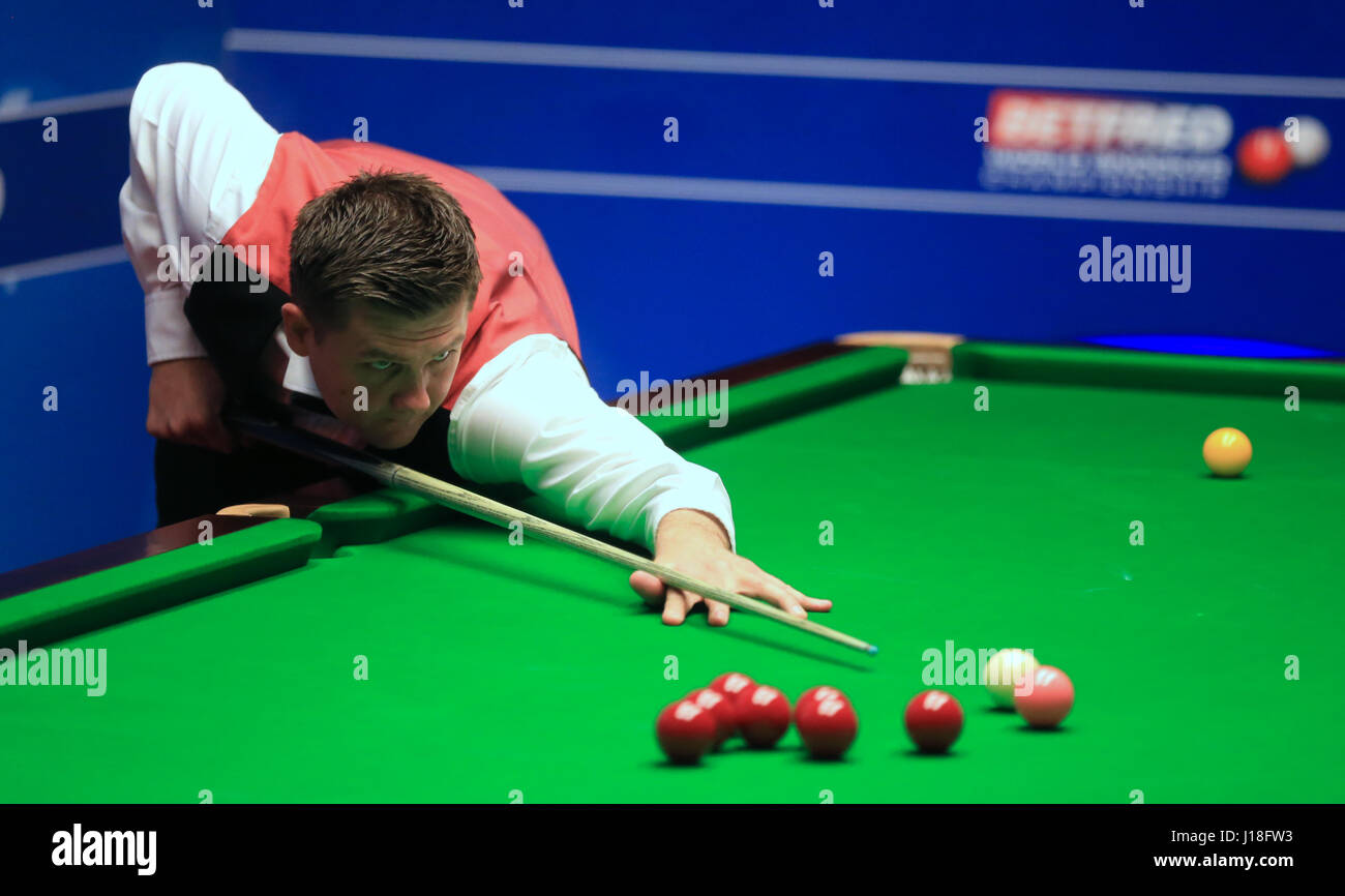 Ryan Day on day five of the Betfred Snooker World Championships at the ...