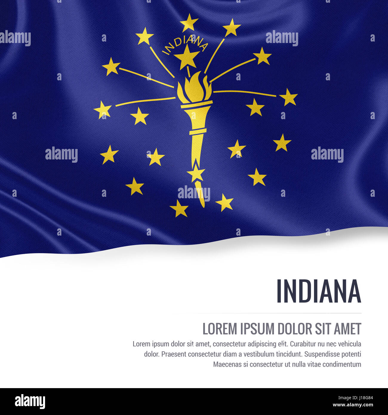 Flag of U.S. state Indiana waving on an isolated white background ...
