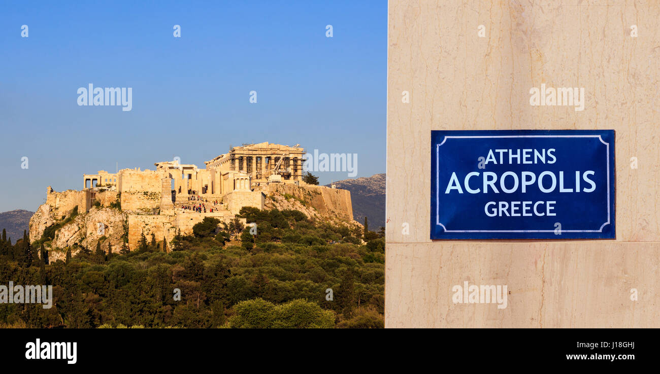 Acropolis of Athens, Greece on blue sky background Stock Photo - Alamy