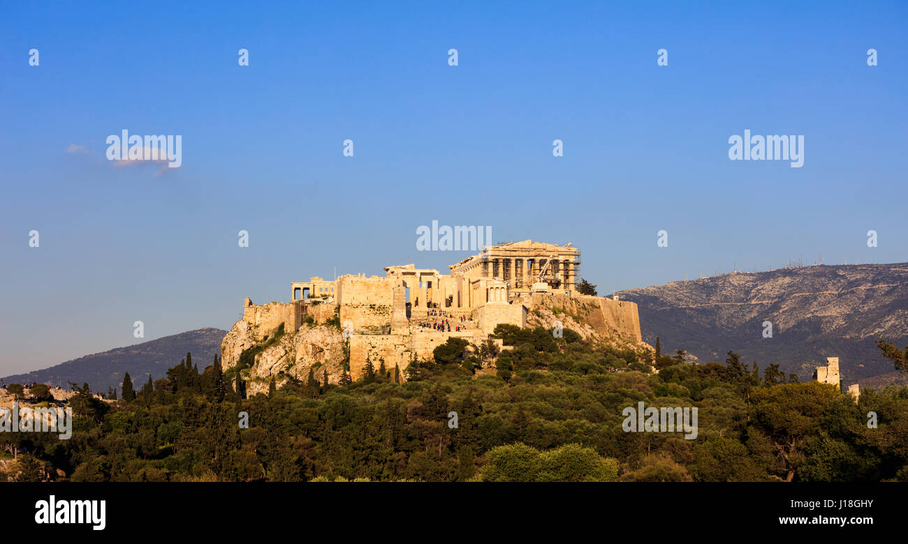 Acropolis of Athens, Greece on blue sky background Stock Photo - Alamy
