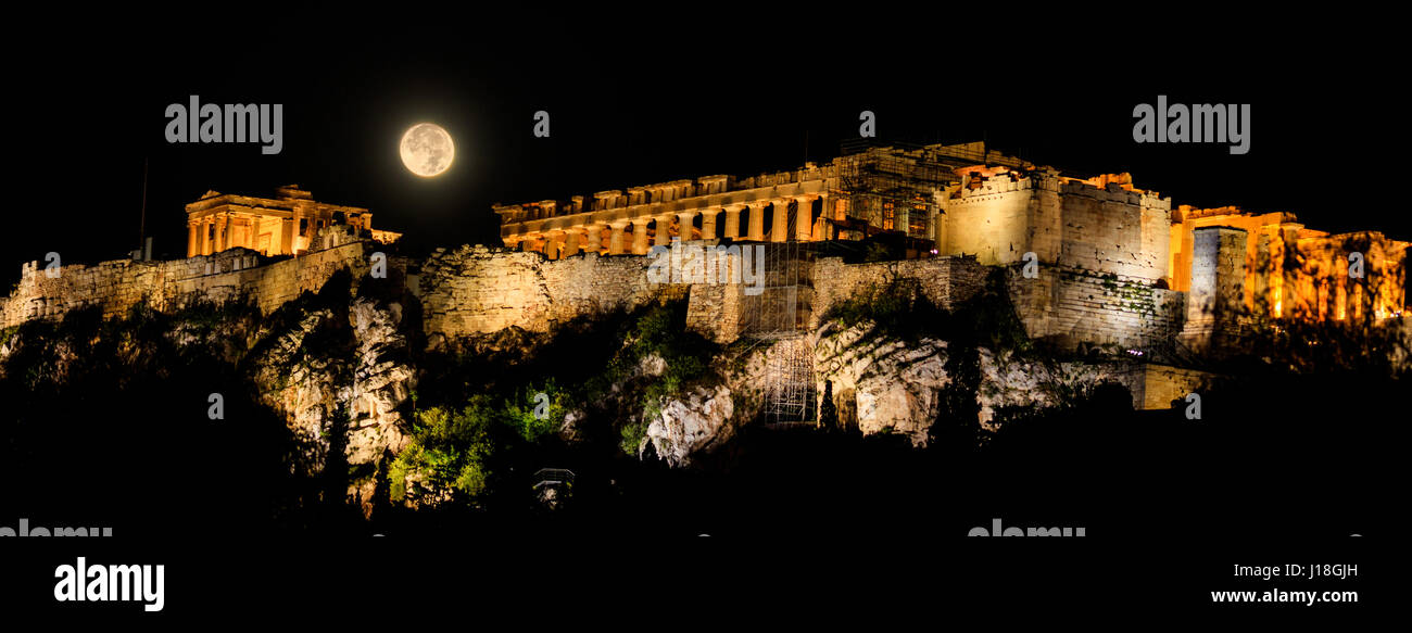 Full moon over Acropolis of Athens, Greece Stock Photo - Alamy