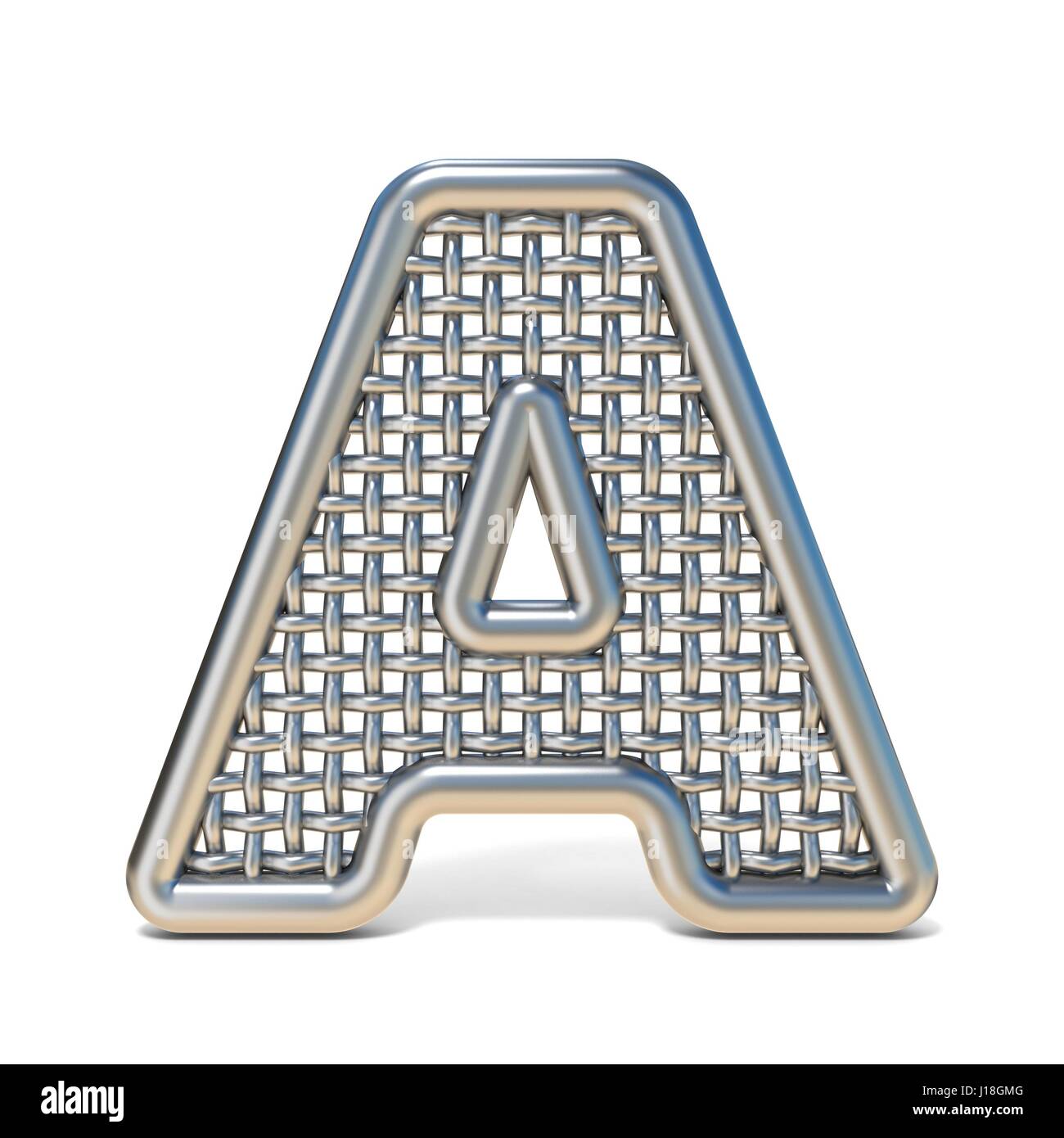 Outlined metal wire mesh font LETTER A 3D render illustration isolated ...