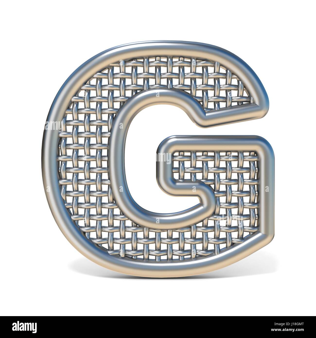 Outlined metal wire mesh font LETTER G 3D render illustration isolated ...