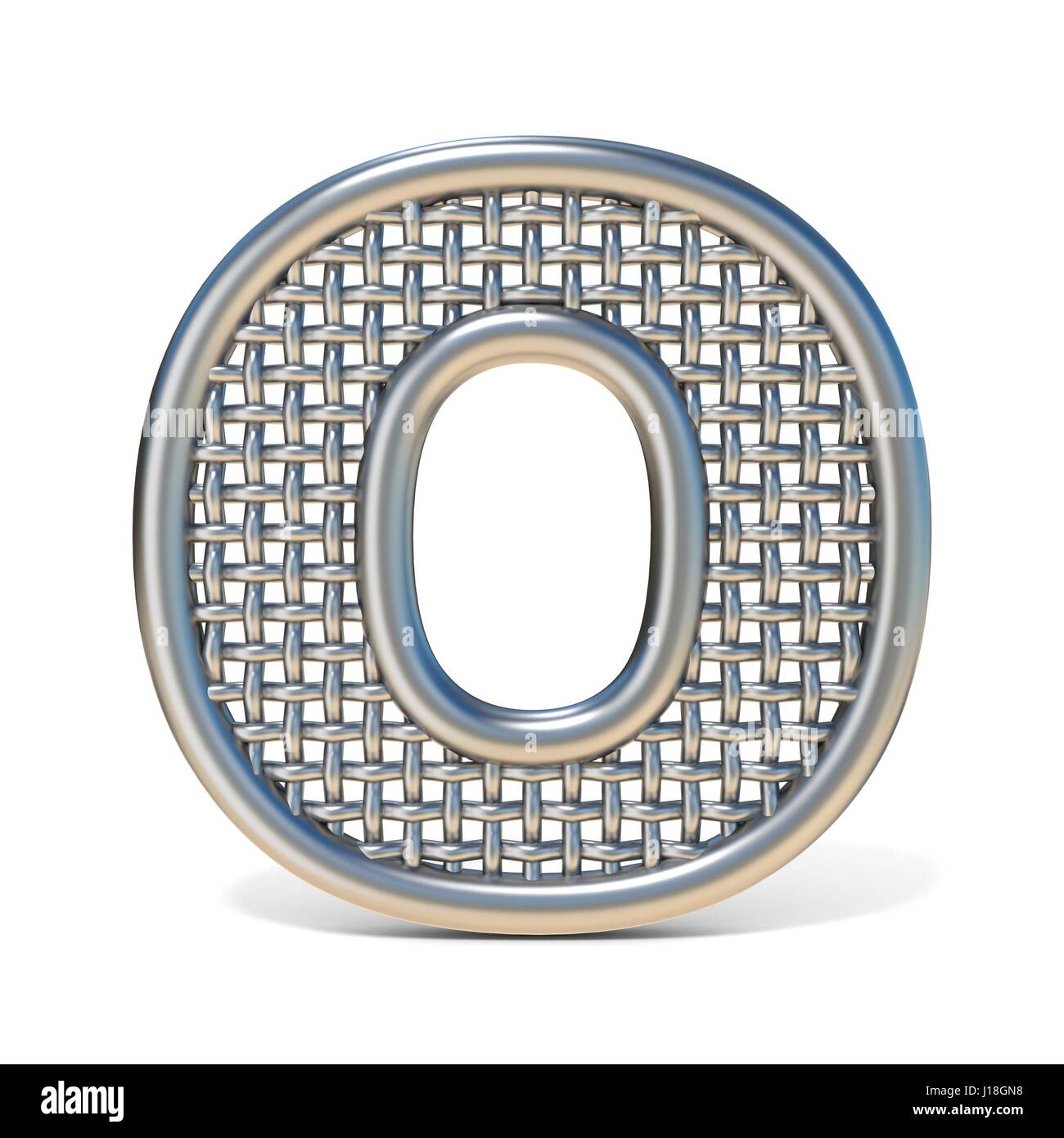 Outlined metal wire mesh font LETTER O 3D render illustration isolated ...