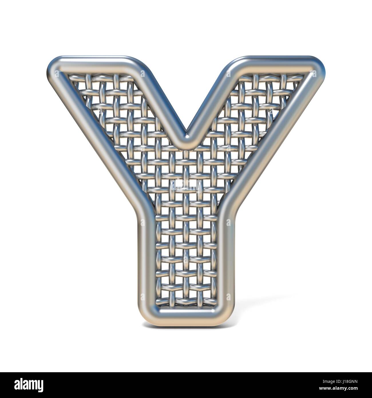 Outlined metal wire mesh font LETTER Y 3D render illustration isolated ...