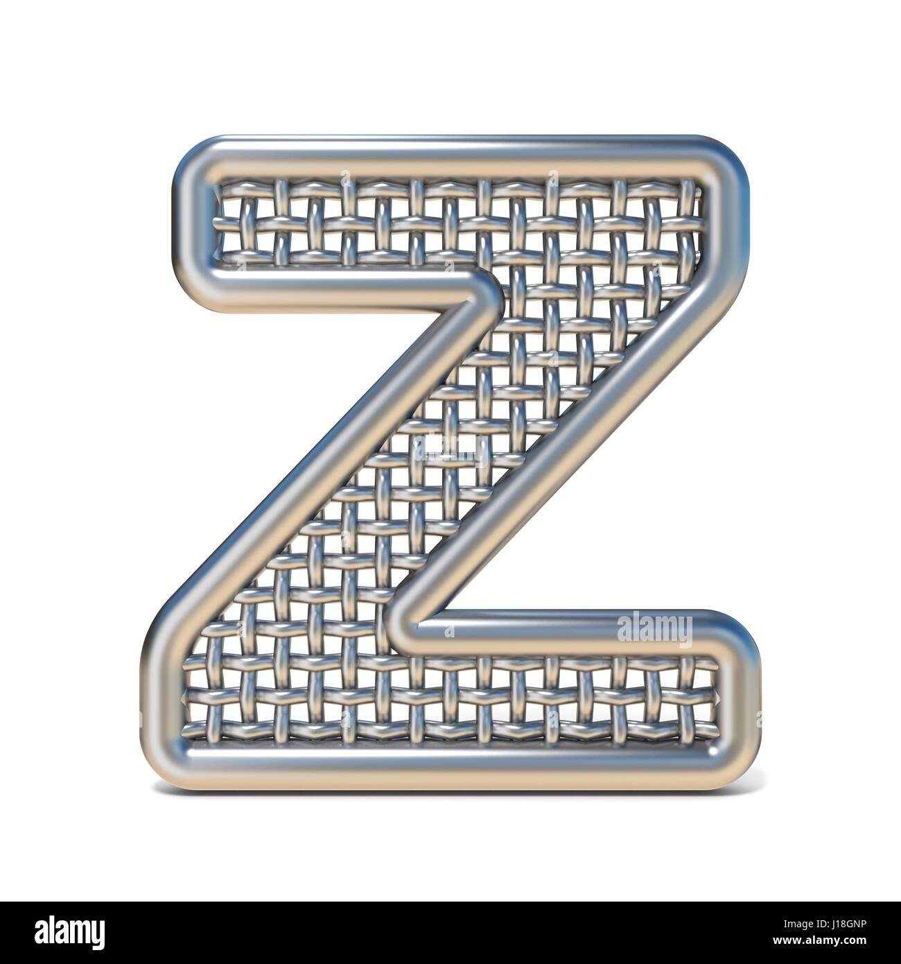 Outlined metal wire mesh font LETTER Z 3D render illustration isolated ...