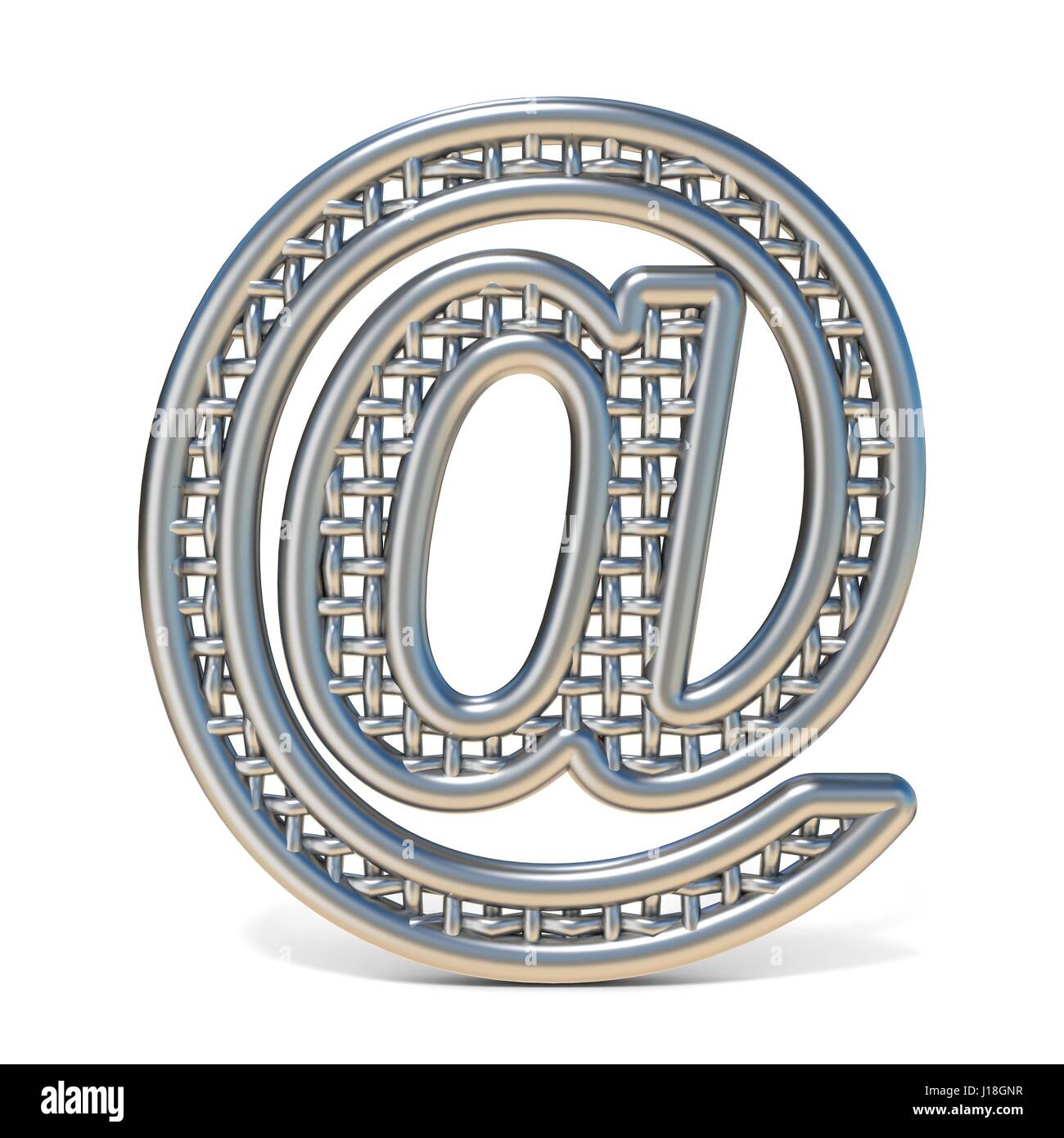 Outlined metal wire mesh font MAIL AT SIGN 3D render illustration ...
