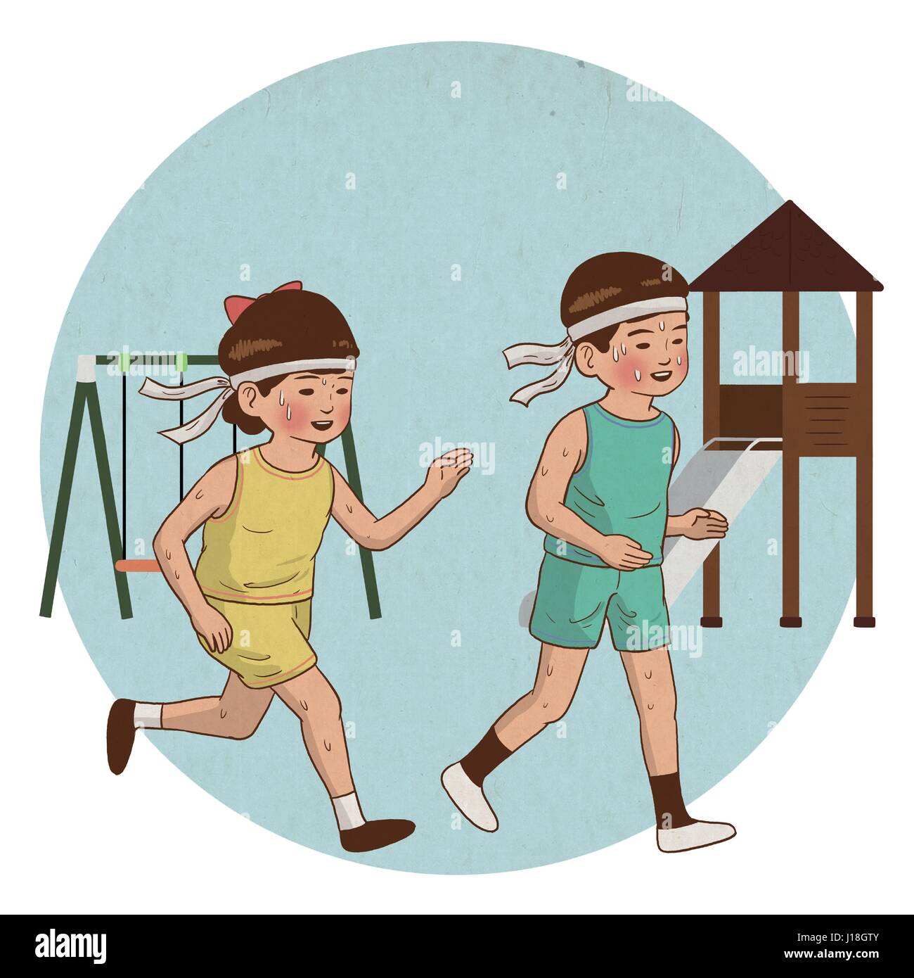 Child vintage running Stock Vector Images - Alamy