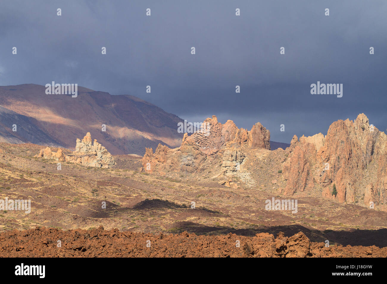Prehistoric landscape of volcanic mountain Teide and his unique rock ...