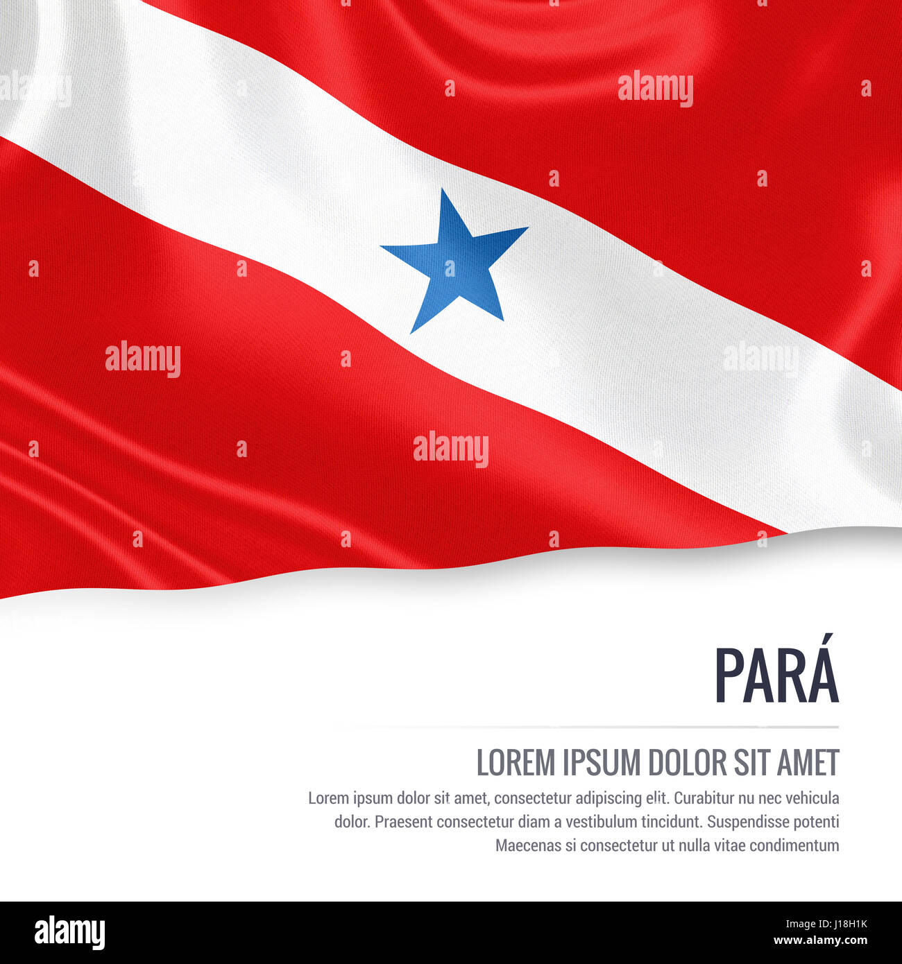Flag of Brazilian state Para waving on an isolated white background ...