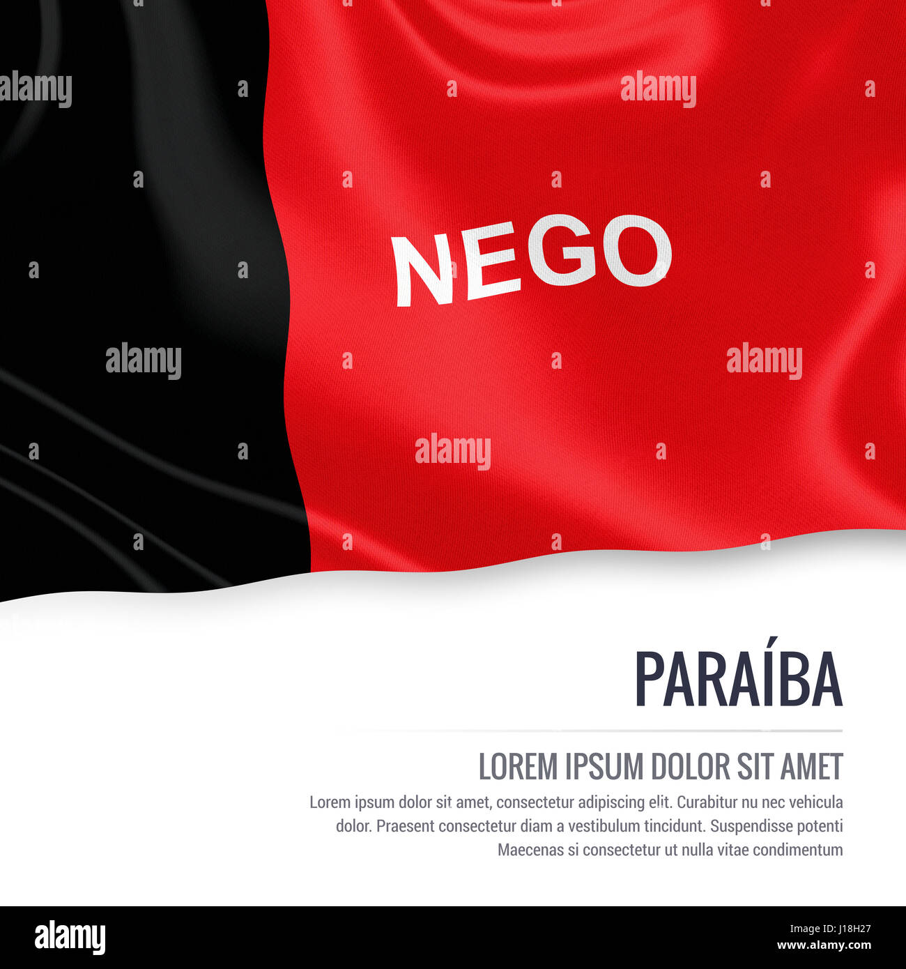 Flag of Brazilian state Paraiba waving on an isolated white background ...