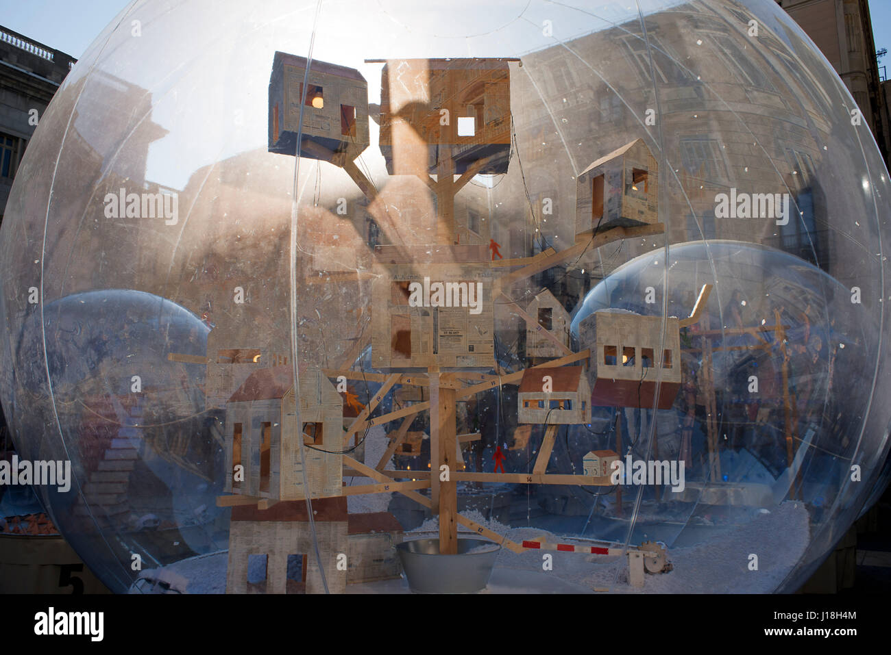 Nativity Scenes in St Jaume Square in Barcelona, Catalonia, Spain. The ...
