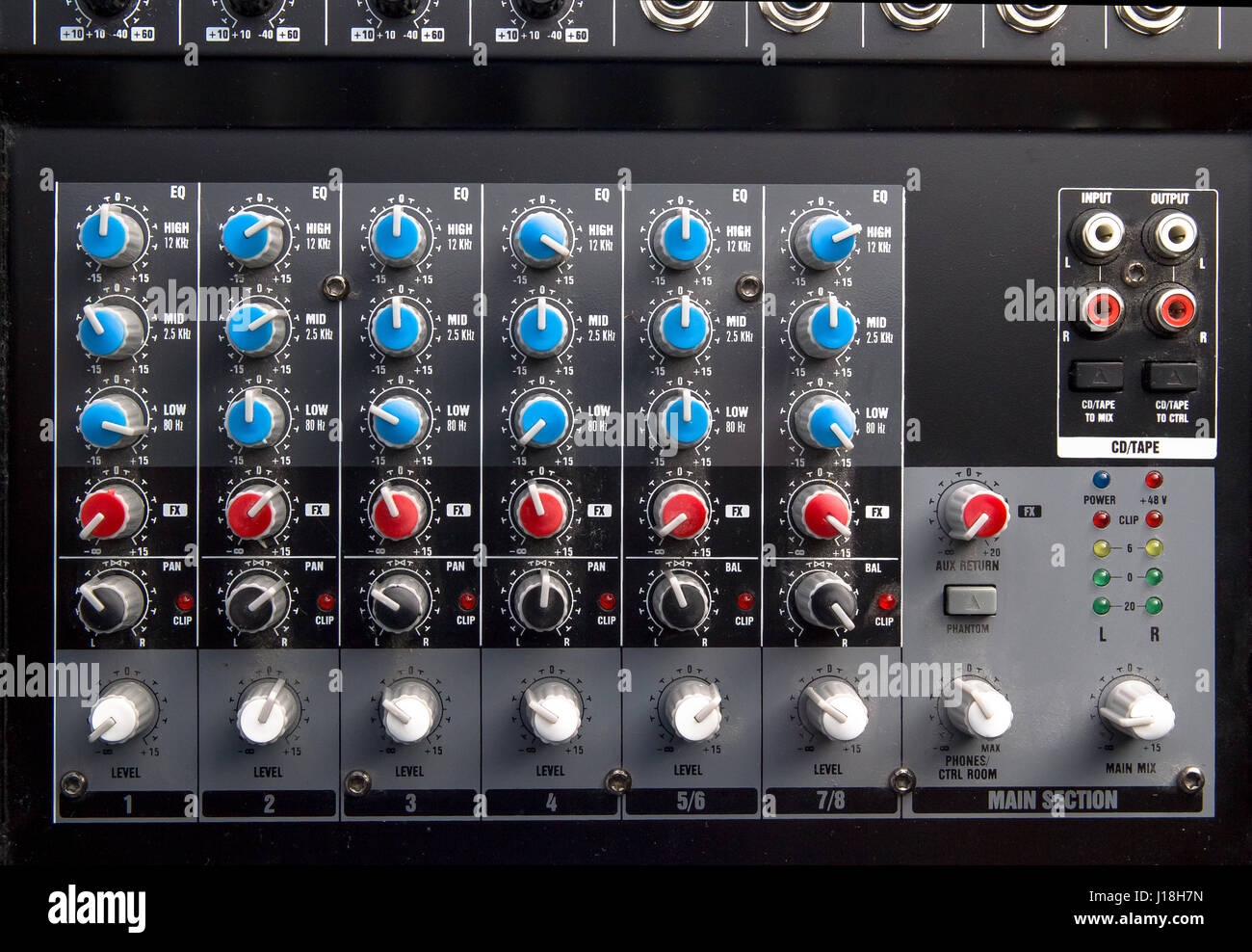 Mixer table with several knobs Stock Photo - Alamy