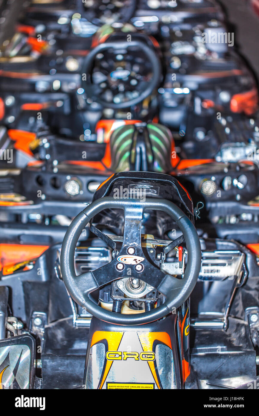 karts parked inside the Karting Indoor circuit in Santa Cruz de ...