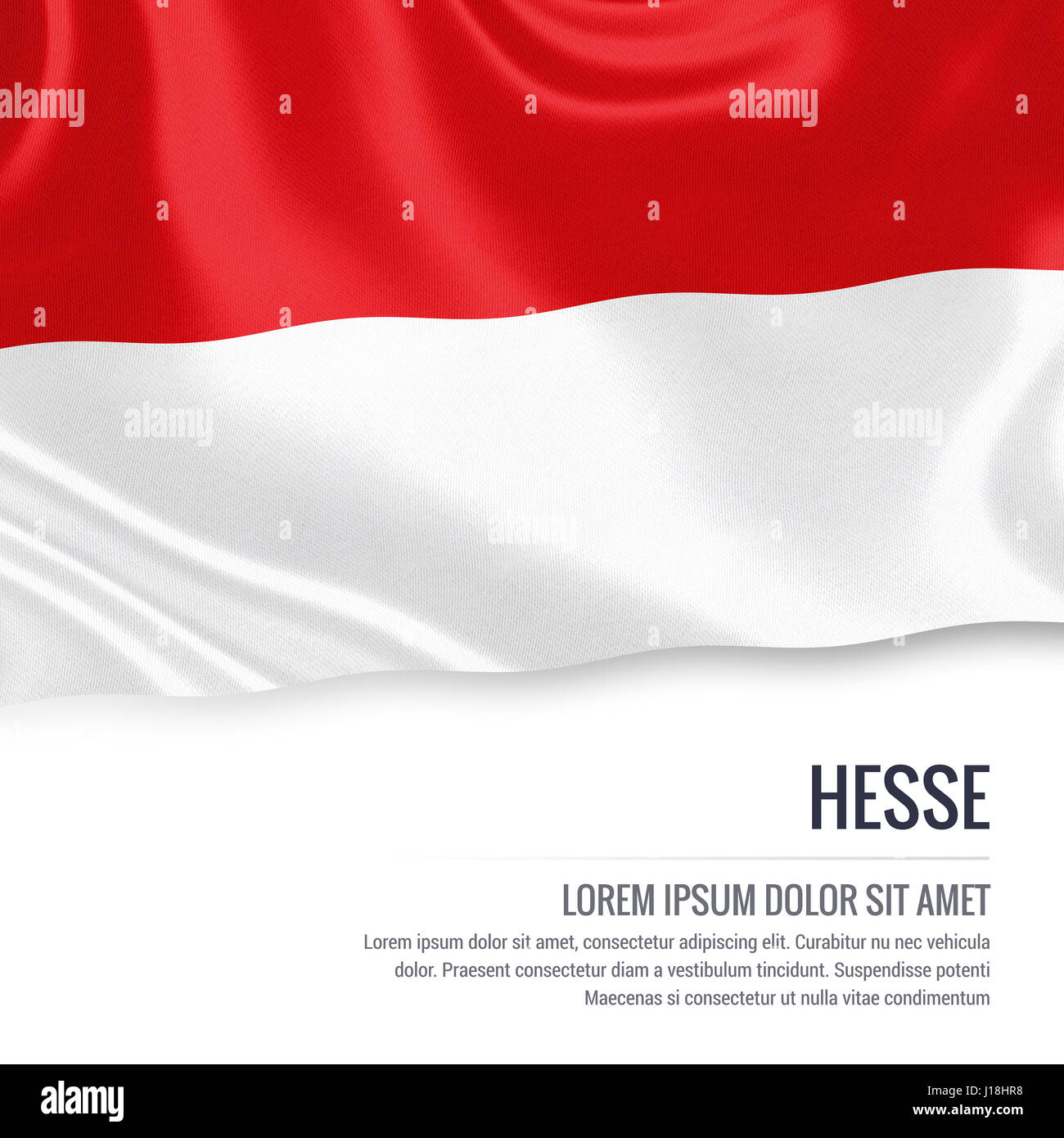 Flag of German state Hesse waving on an isolated white background ...