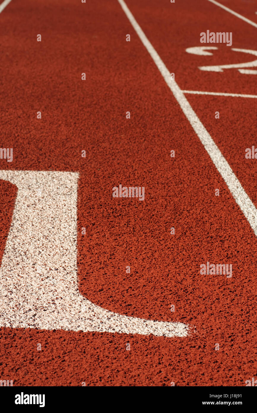 Start line in a running track Stock Photo - Alamy