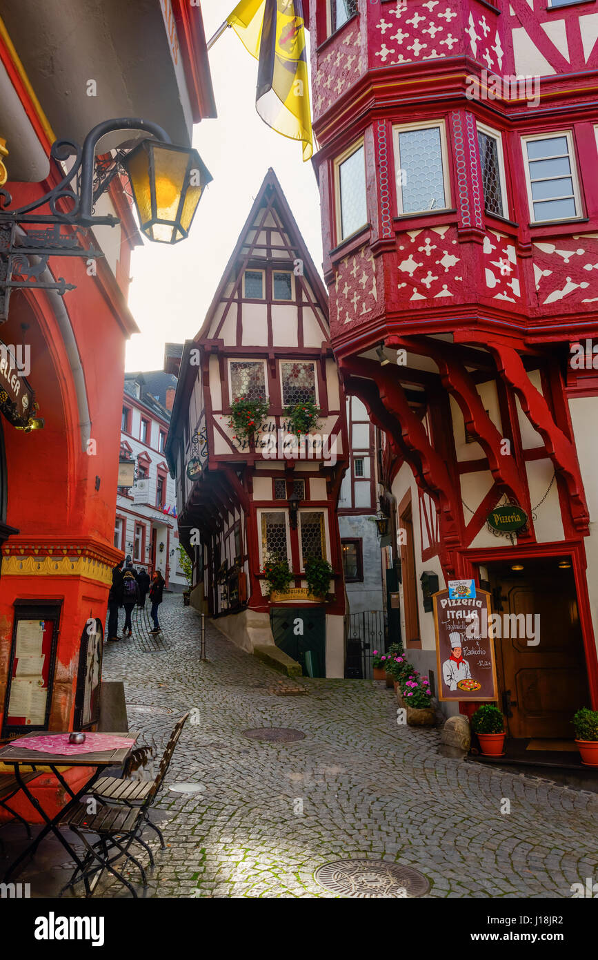 Bernkastel-Kues, Germany - November 01, 2016: unique half-timbered ...