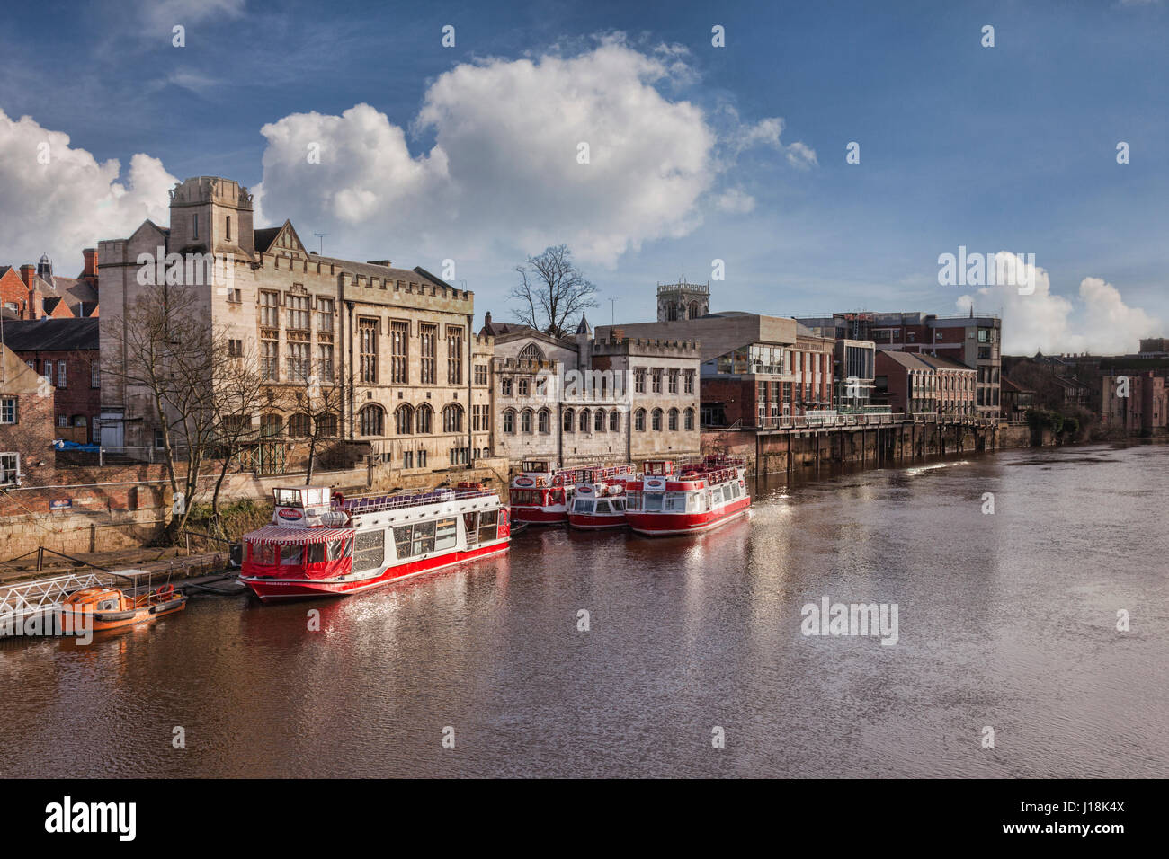 A winter view along the River Ouse, York, North Yorkshire, with ...