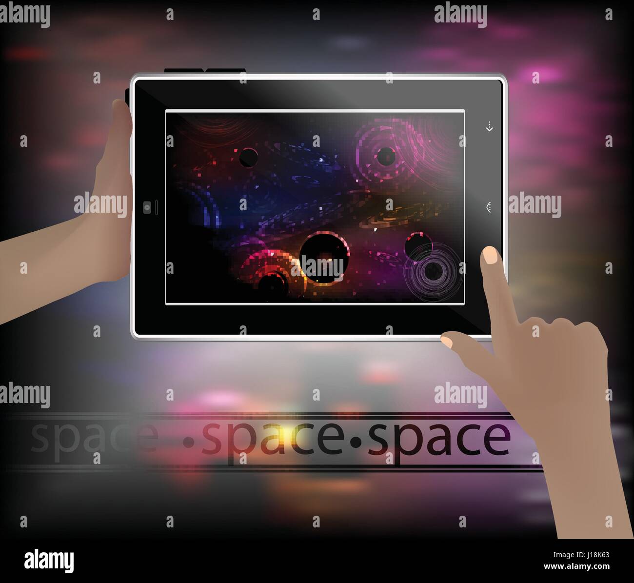 Space picture in a smart phone. space. Vector illustration for your ...