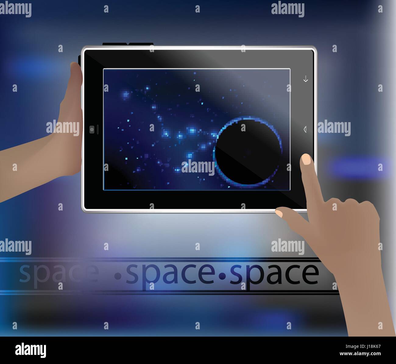 Space picture in a smart phone. space. Vector illustration for your ...