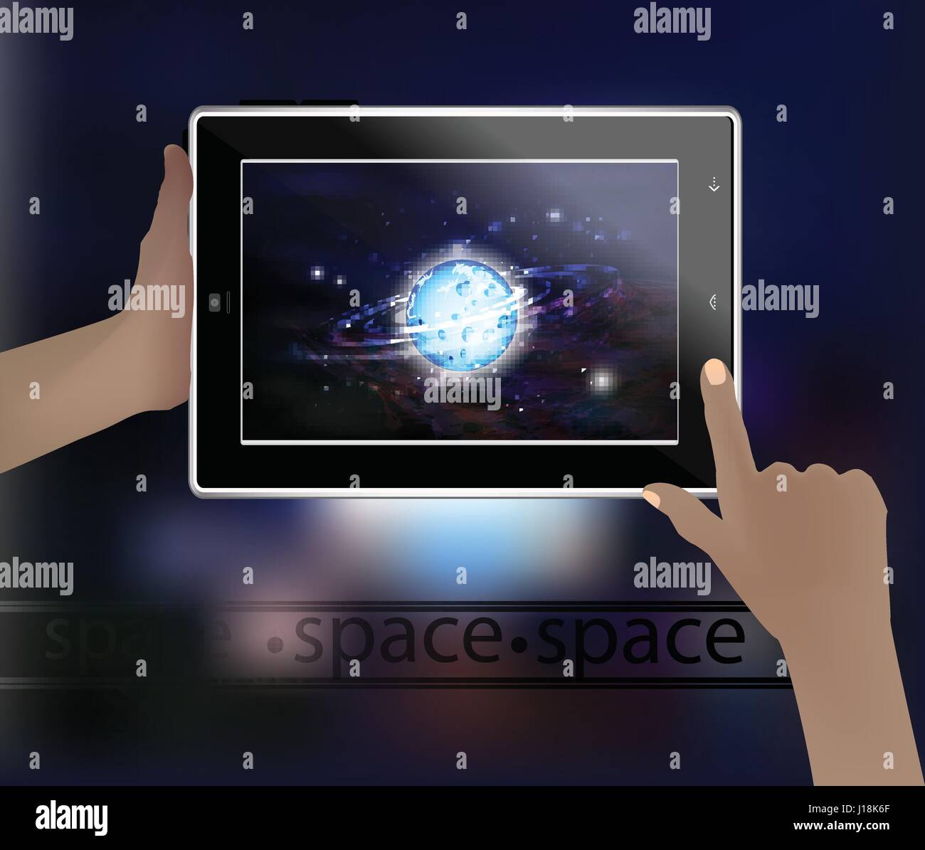 Space picture in a smart phone. space. Vector illustration for your ...